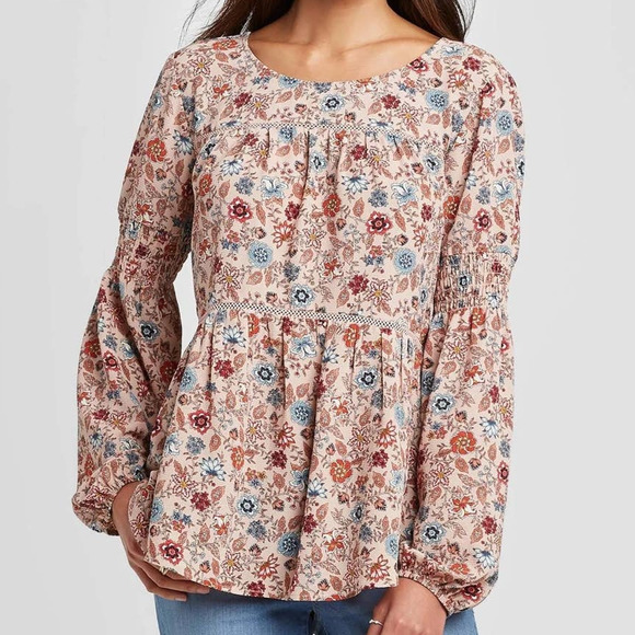 Knox Rose | Tops | Knox Rose Tiered Peasant Top Womens Xxl Blush Pink ...